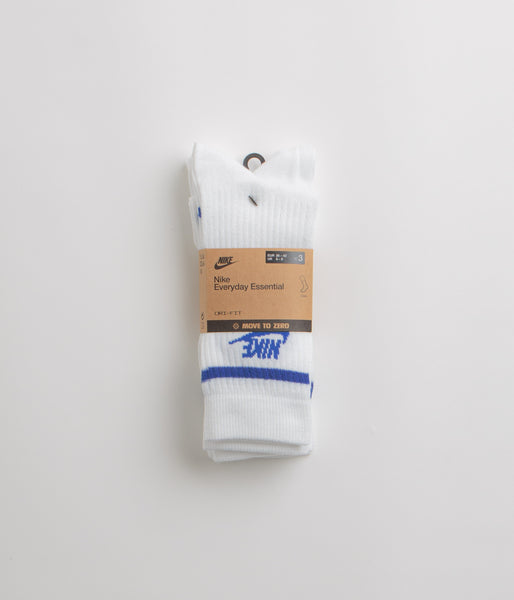 Nike Everyday Essential Crew Socks (3 Pair) - White / Game Royal / Gam | Flatspot