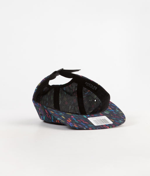 The Quiet Life Scribble 5 Panel Camper Cap - Black | Flatspot