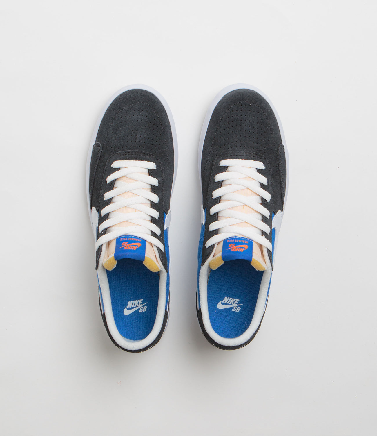 Nike SB Heritage Vulc Shoes - Black / White - Signal Blue - Safety Ora ...