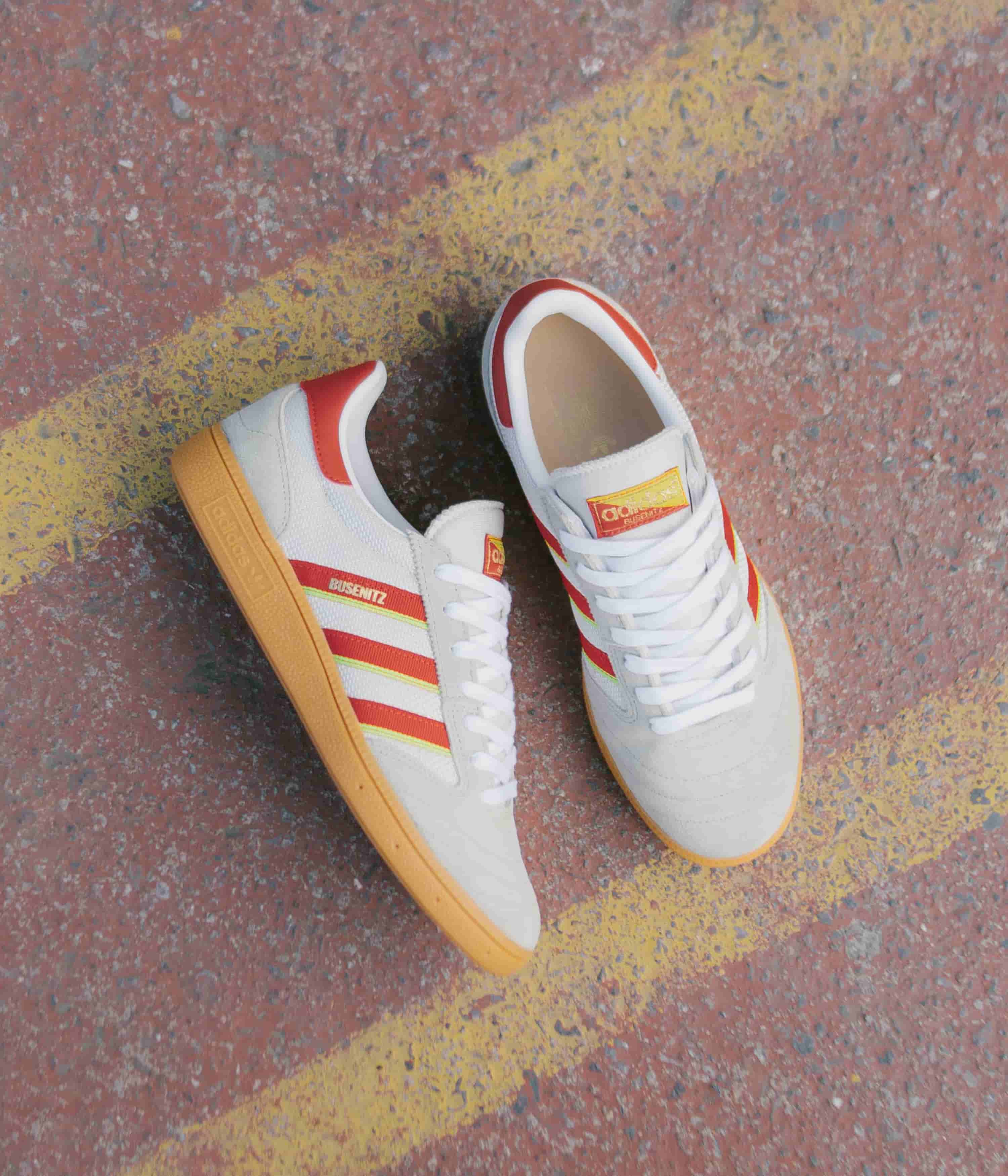 Adidas Busenitz Vintage Shoes - Feather Grey / Red / Orbit Grey | Flatspot