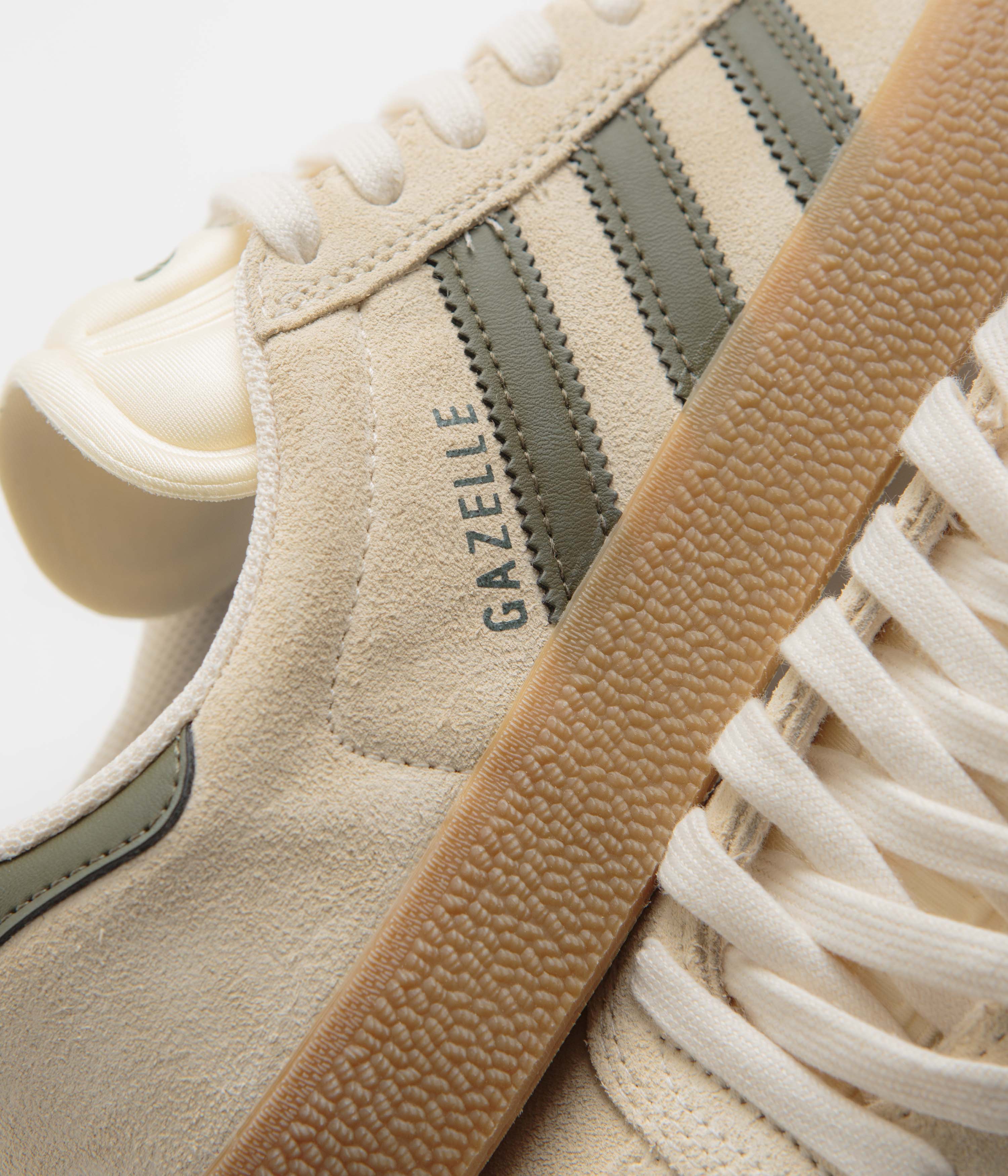 Adidas Gazelle ADV Shoes - Ecru Tint / Focus Olive / Gum | Flatspot