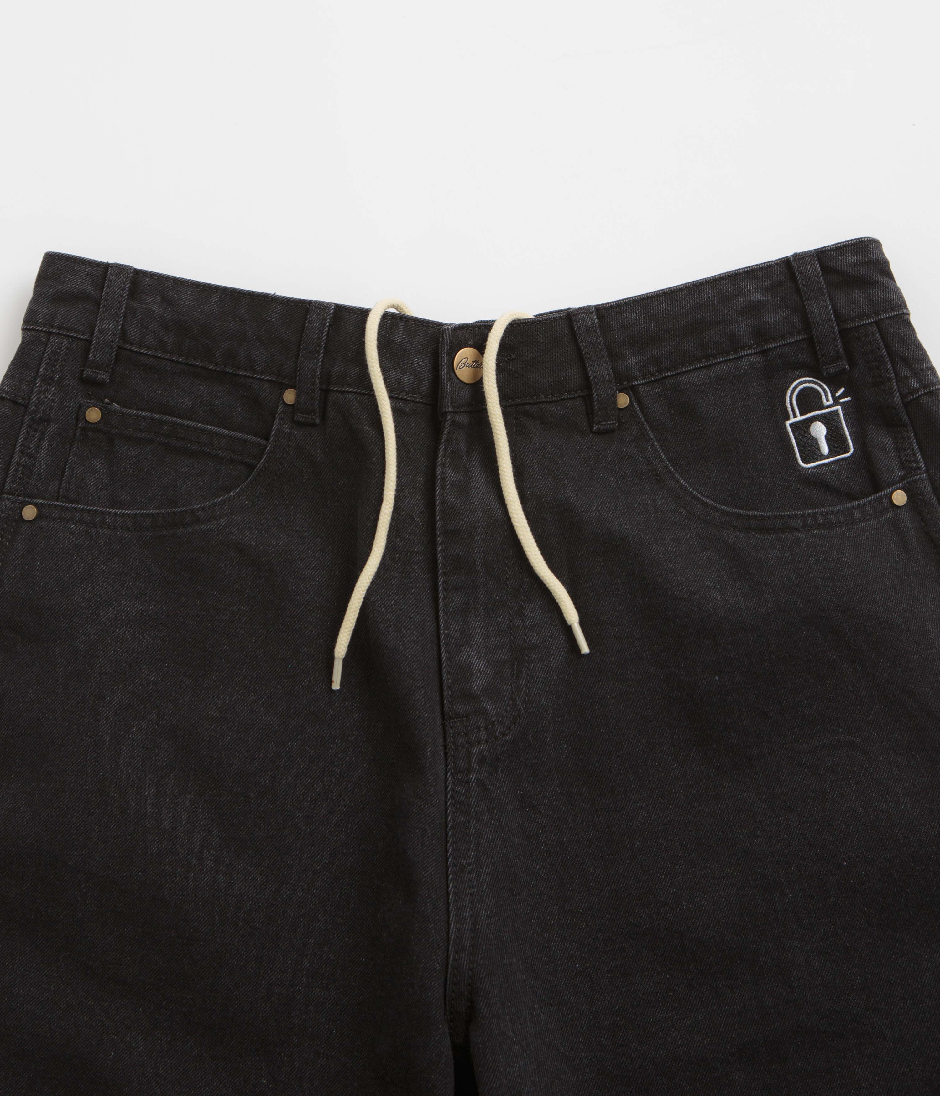 Butter Goods Lock Denim Shorts - Flat Black | Flatspot