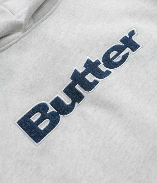 Butter Goods Logo Denim Applique Hoodie - Ash | Flatspot