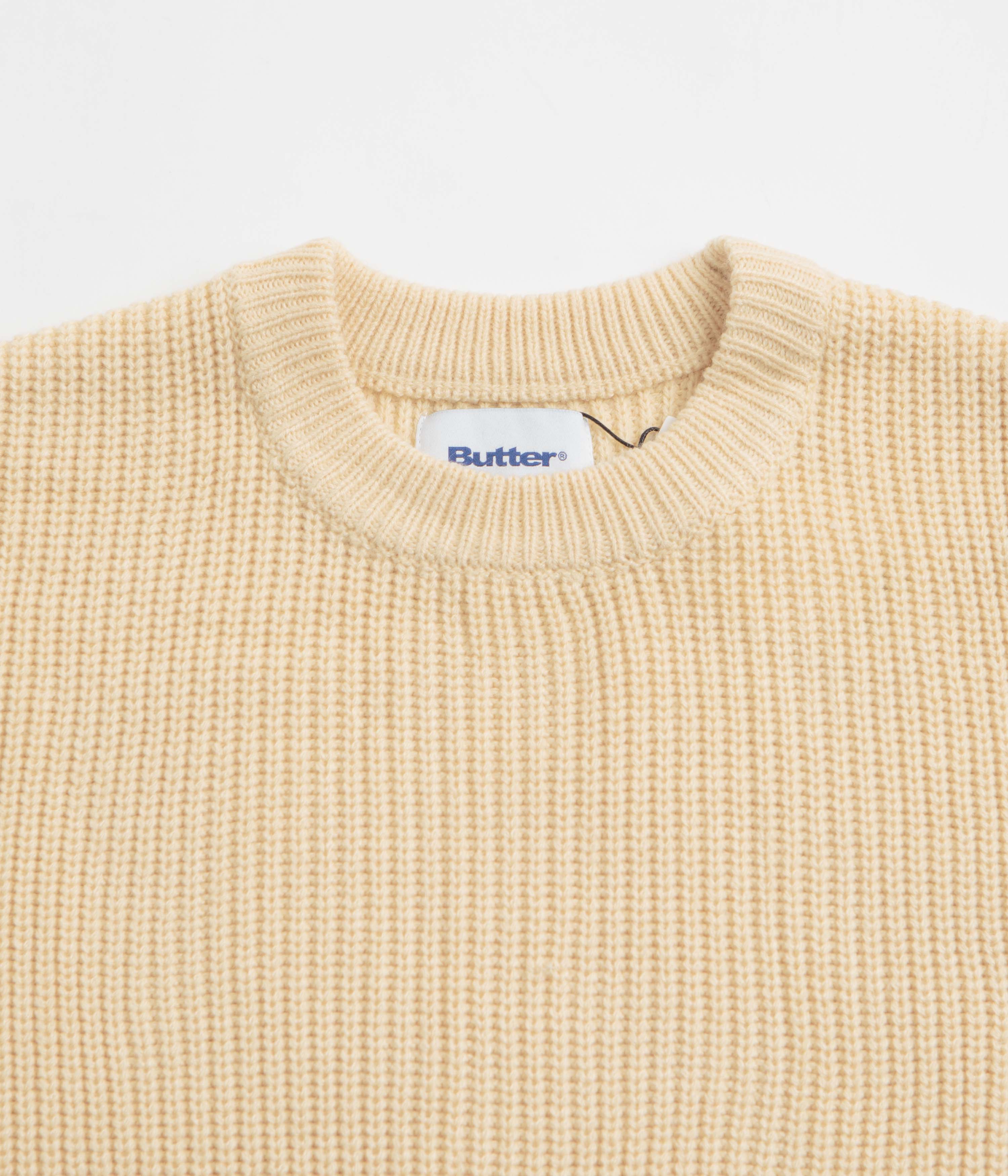 Butter Goods Stripe Knitted Sweatshirt - Cream | Flatspot