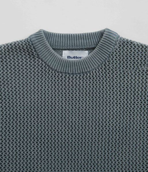 Butter Goods Washed Knitted Sweatshirt - Washed Navy | Flatspot