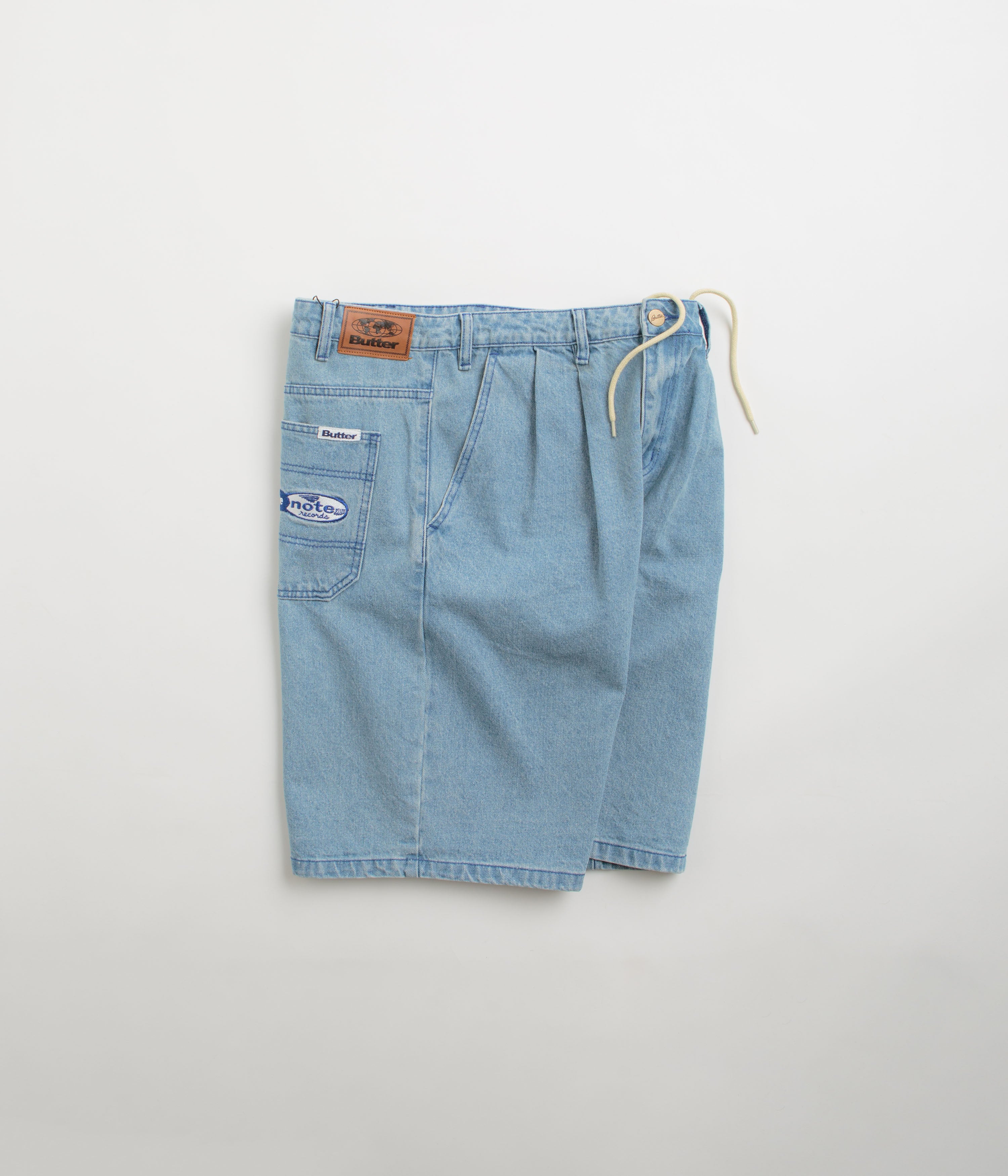 Butter Goods x Blue Note Pleated Denim Shorts - Washed Indigo | Flatspot