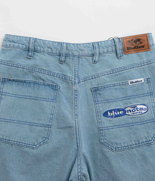 Butter Goods x Blue Note Pleated Denim Shorts - Washed Indigo | Flatspot