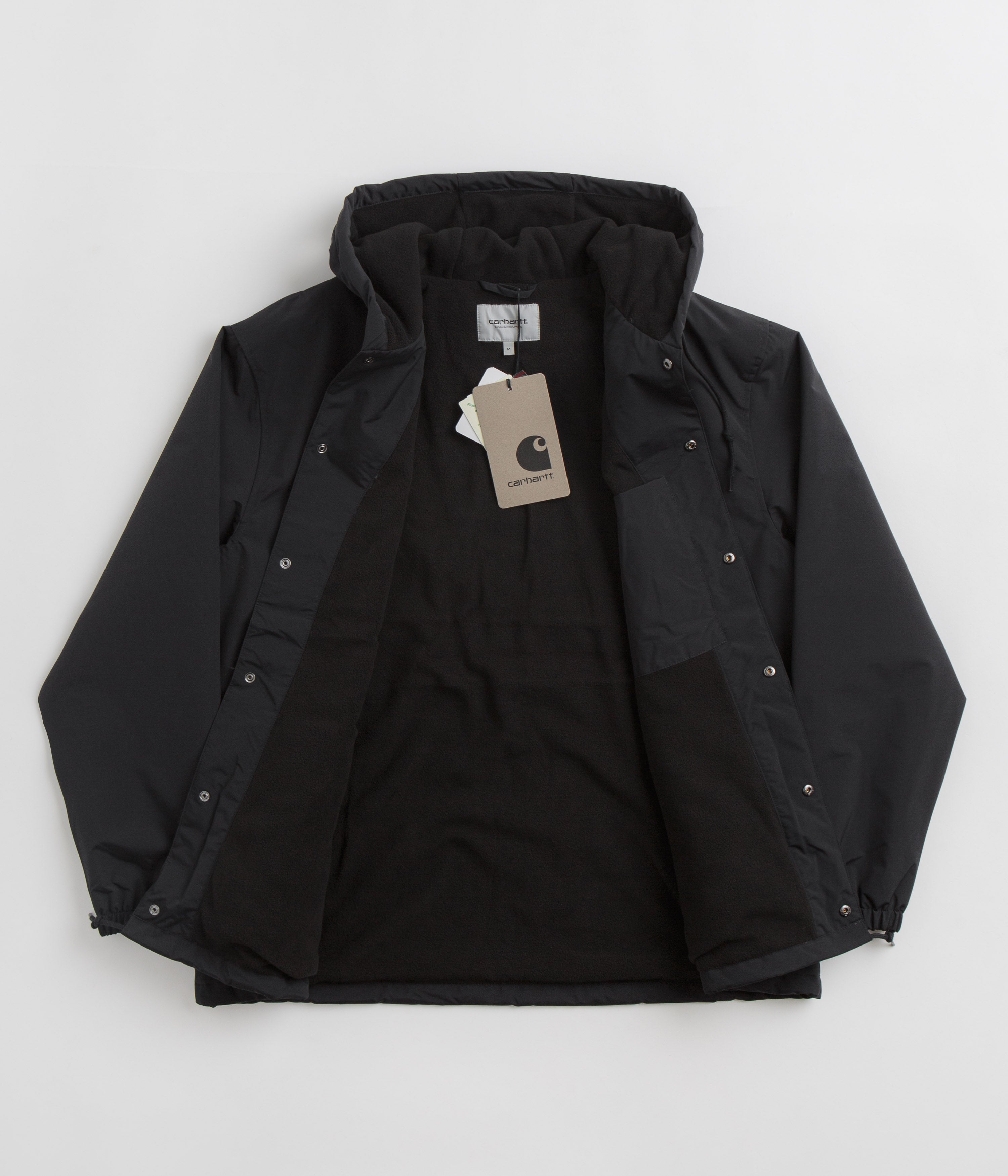 Carhartt Hooded Coach Jacket - Black / White | Flatspot