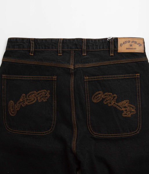 Cash Only Logo Baggy Jeans - Washed Black | Flatspot