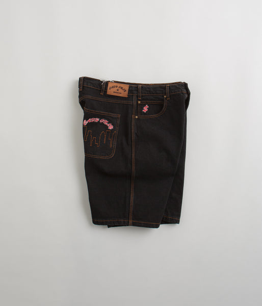 Cash Only Logo Denim Shorts - Washed Black | Flatspot