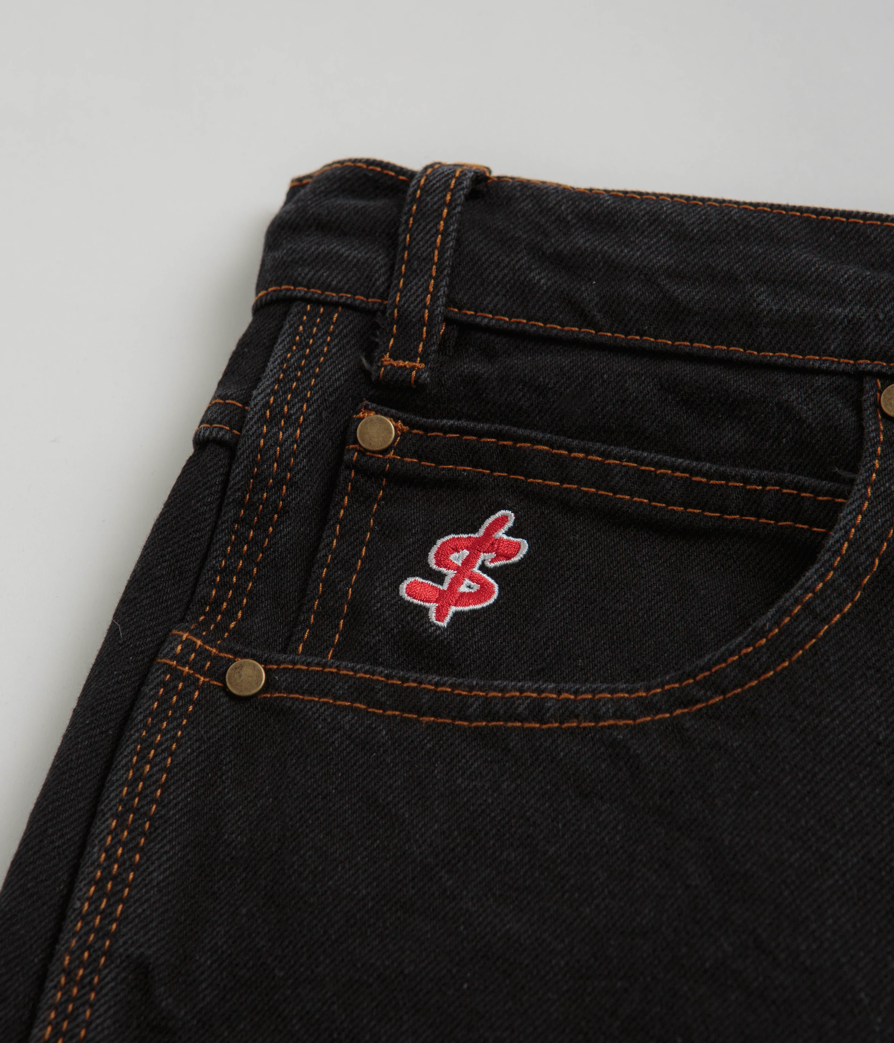 Cash Only Logo Denim Shorts - Washed Black | Flatspot