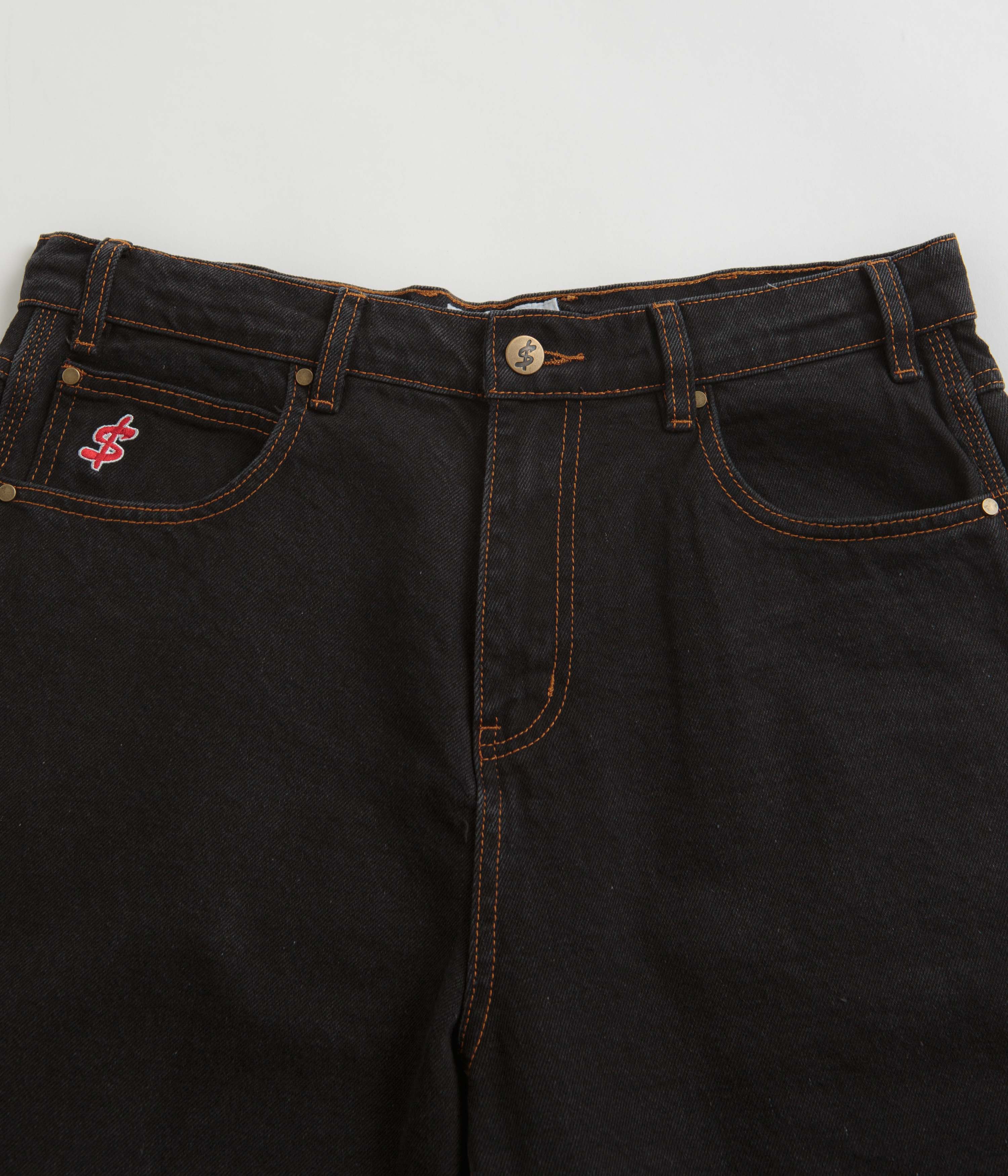 Cash Only Logo Denim Shorts - Washed Black | Flatspot