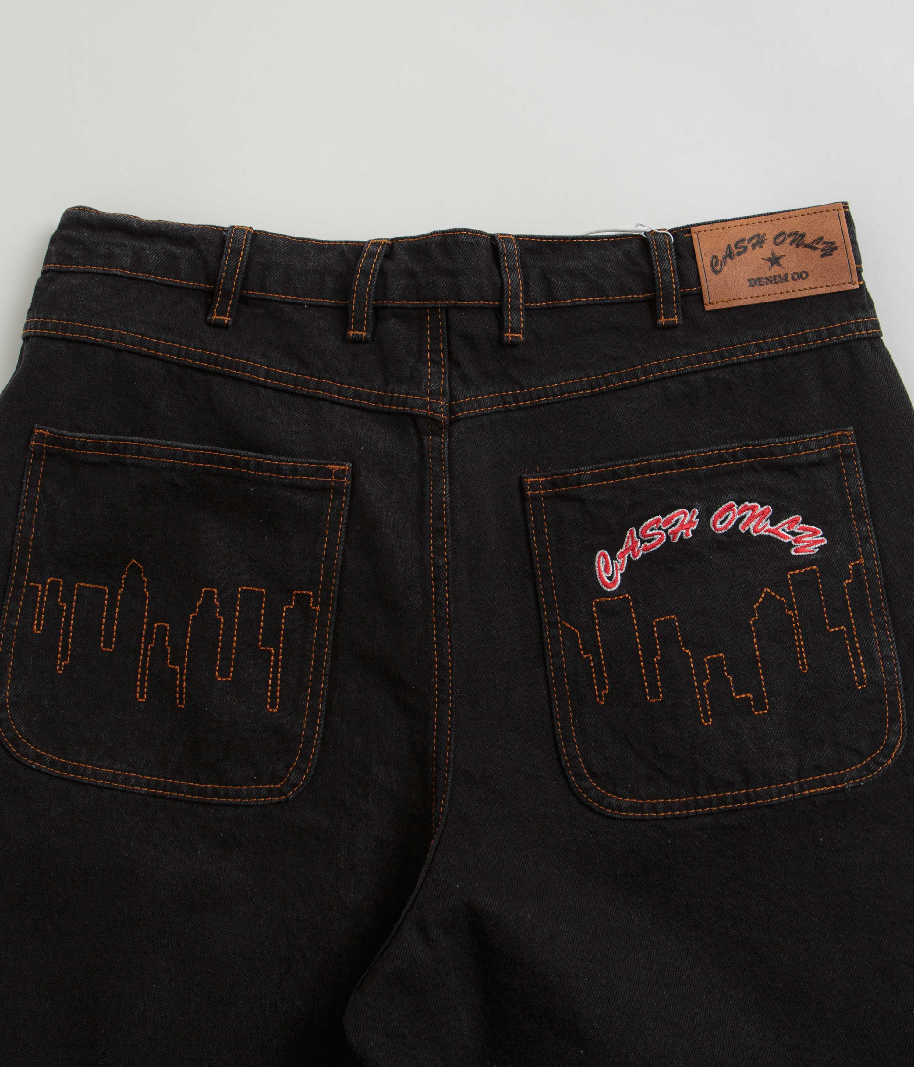 Cash Only Logo Denim Shorts - Washed Black | Flatspot