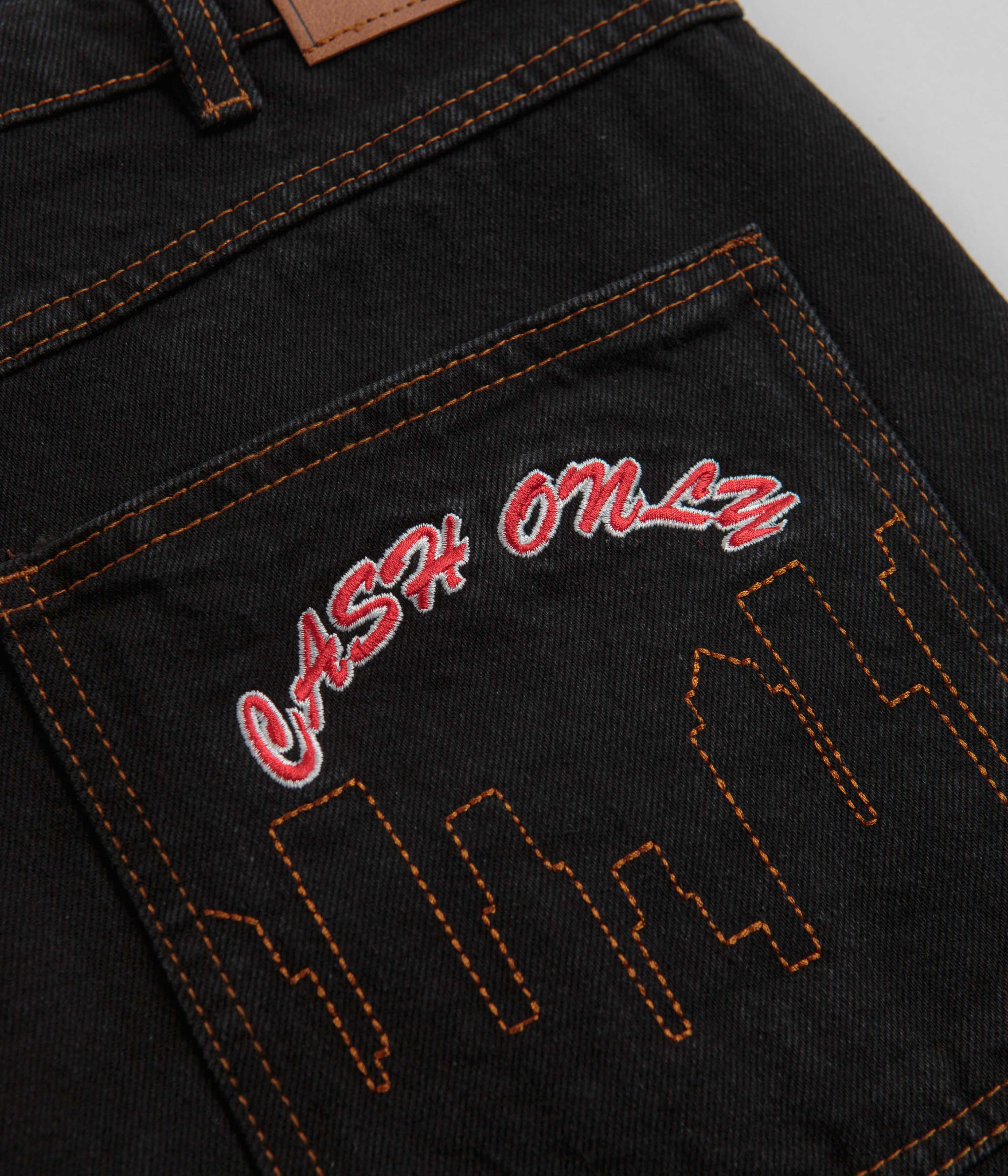 Cash Only Logo Denim Shorts - Washed Black | Flatspot