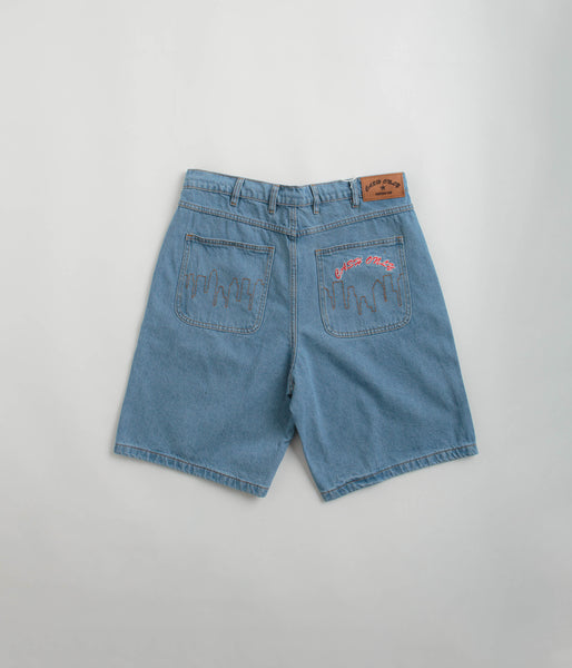 Cash Only Logo Denim Shorts - Washed Indigo | Flatspot