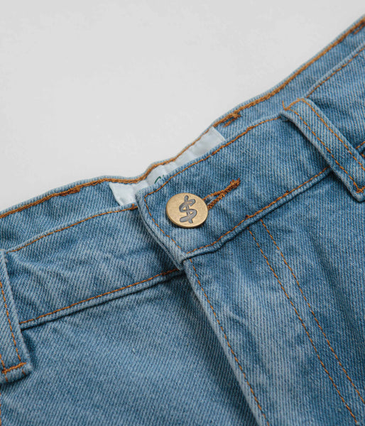 Cash Only Logo Denim Shorts - Washed Indigo | Flatspot