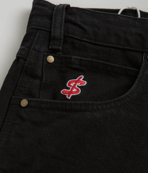 Cash Only Records Denim Shorts - Black | Flatspot