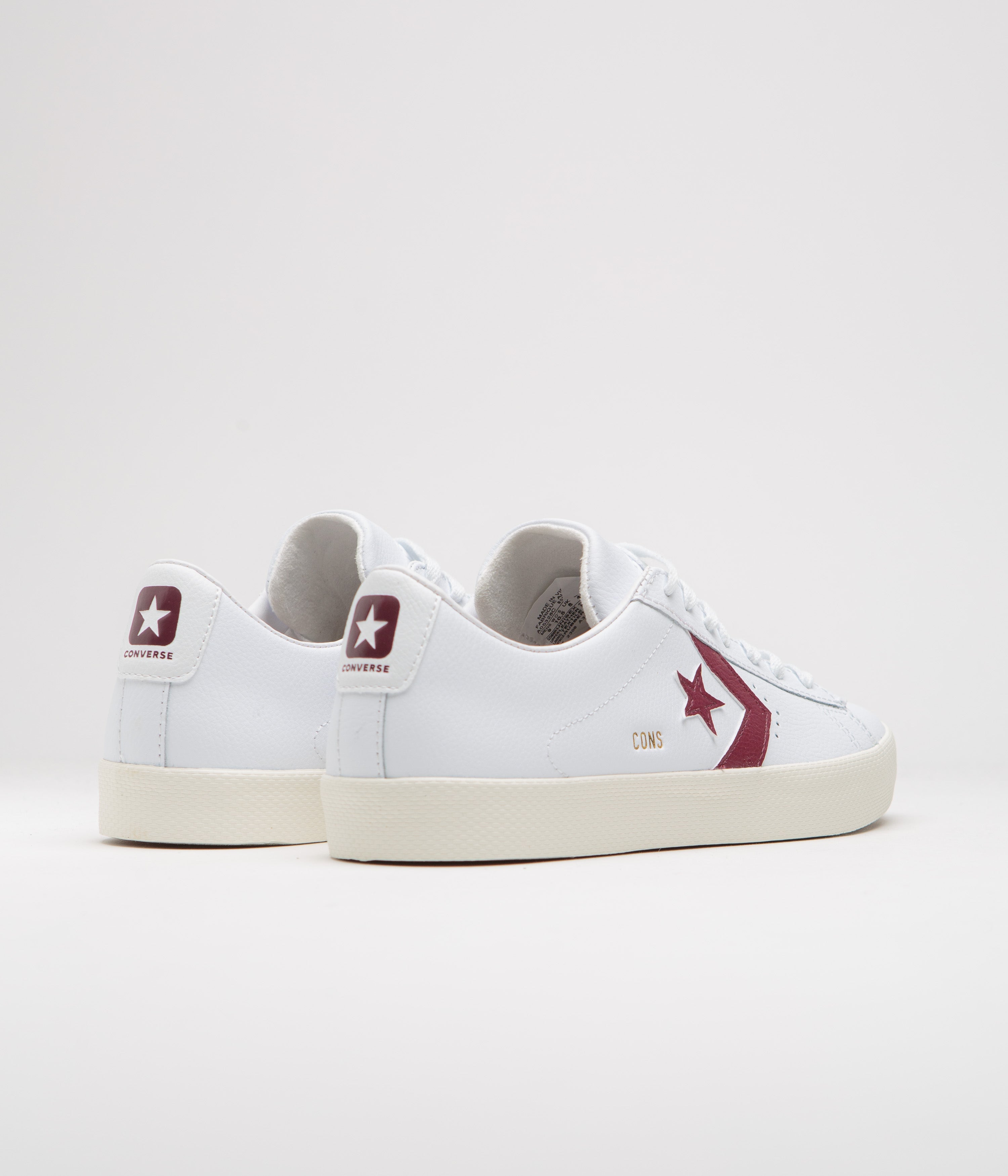 Converse PL Vulc Pro Ox Shoes - White / Deep Bordeaux / Egret | flatspot