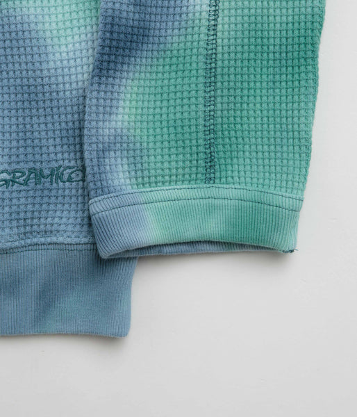 Gramicci Waffle Crewneck Sweatshirt - Turquoise Tie Dye | flatspot