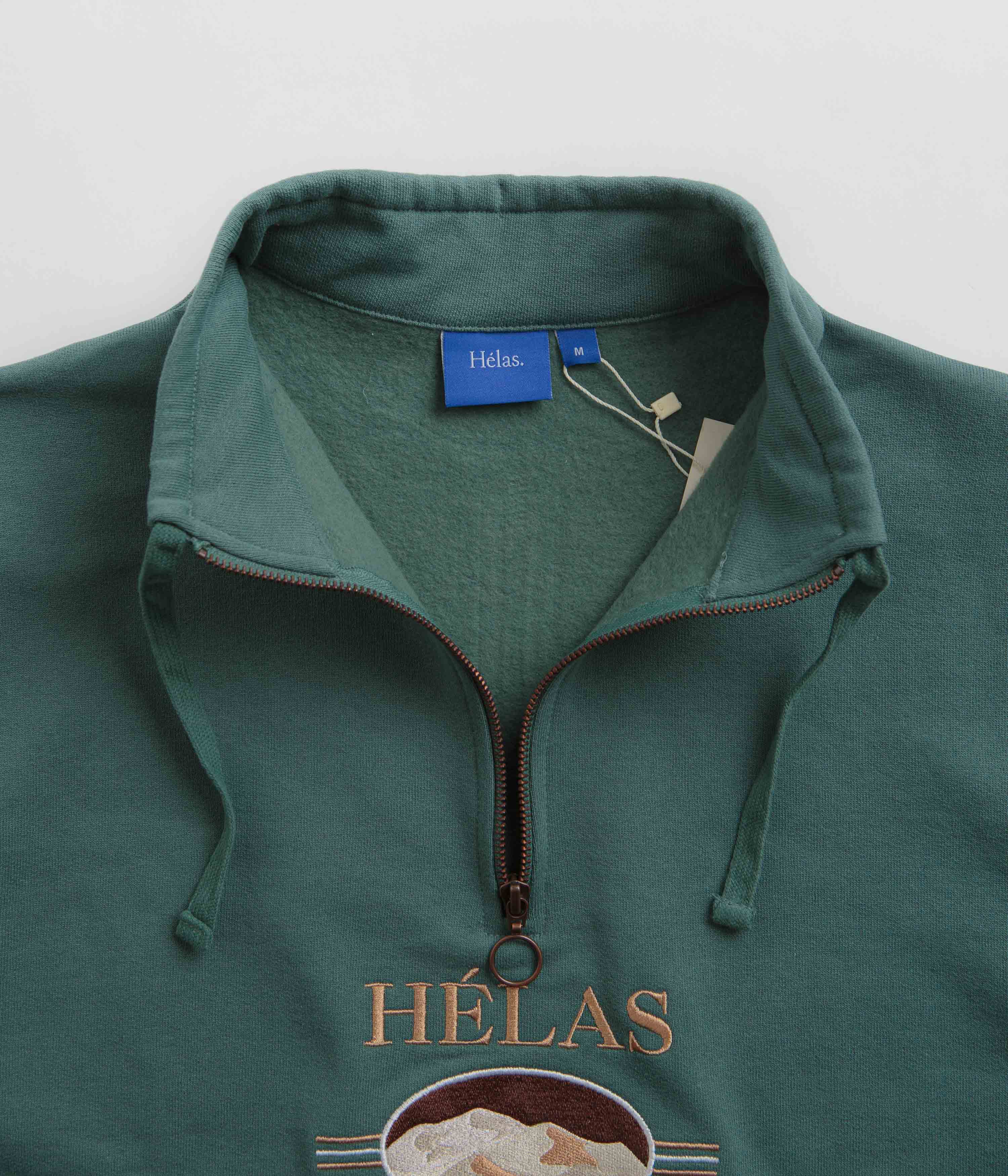 Helas Sahara Quarter Zip Sweatshirt - Khaki Green | Flatspot