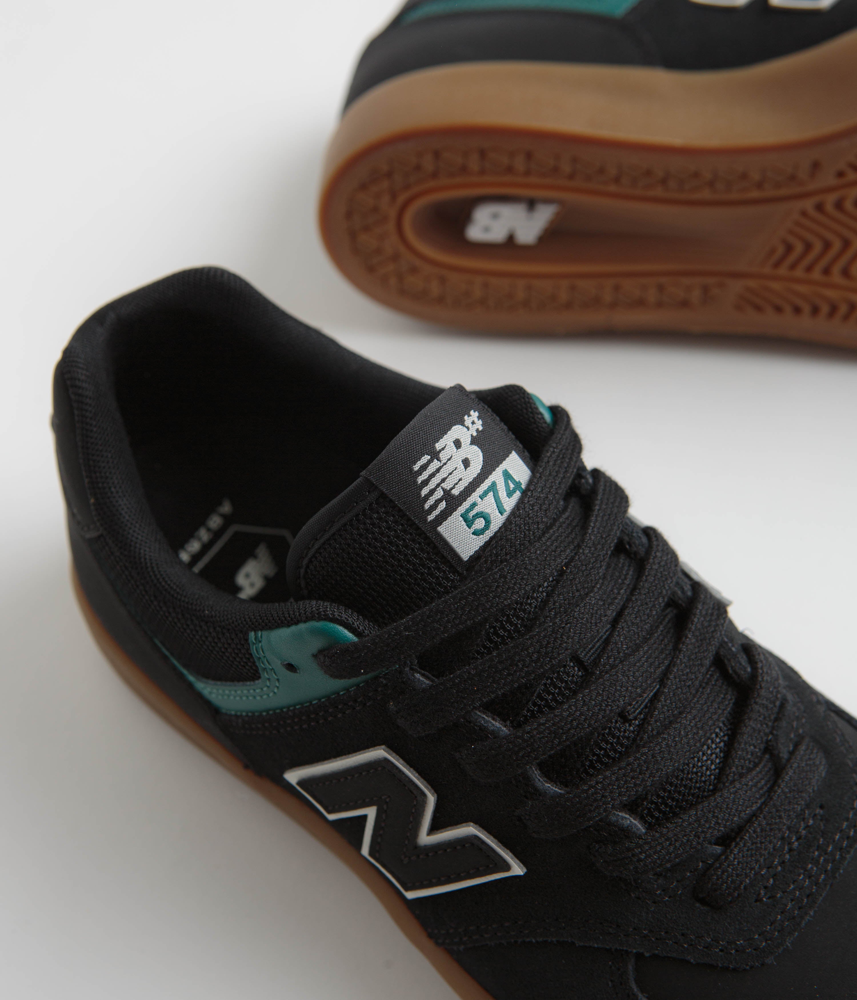 New Balance Numeric 574 Shoes - Black / Vintage Teal | Flatspot