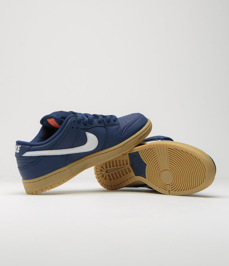 Nike SB Orange Label Dunk Low Pro Shoes - Navy / White - Navy - Gum Li ...
