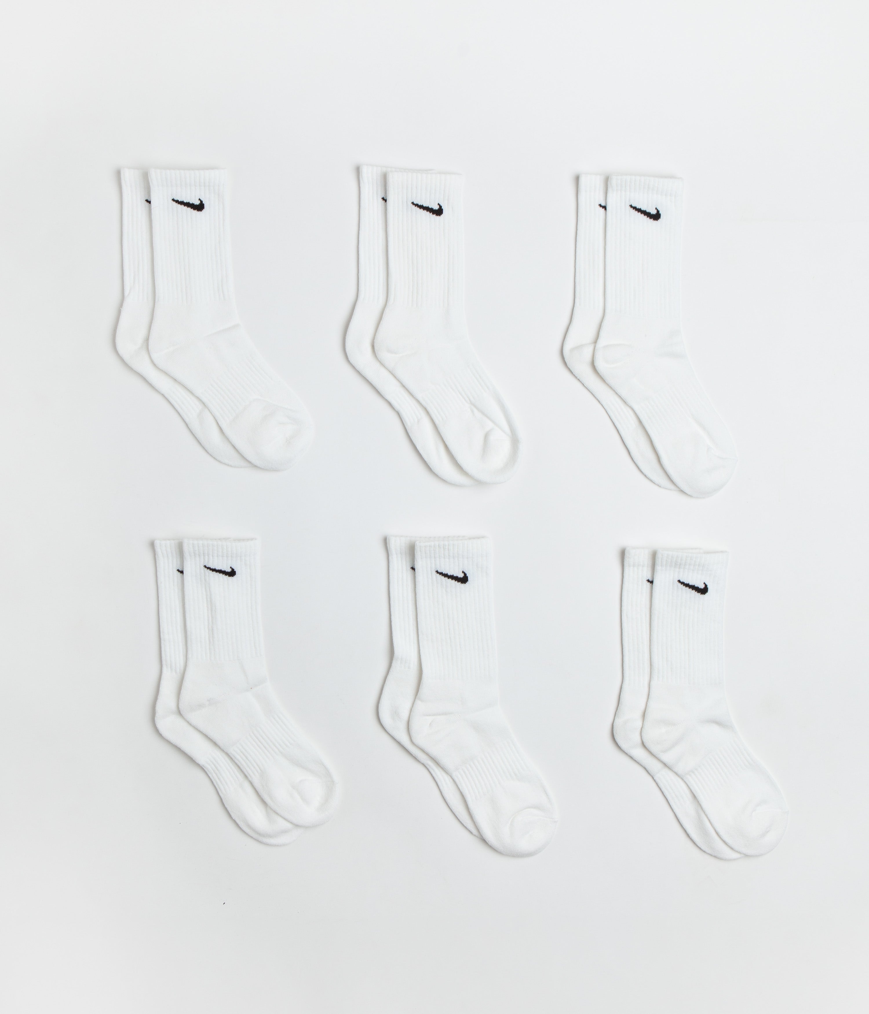 Nike SB Everyday Cushioned Crew Socks (6 Pack) - White / Black | Flatspot