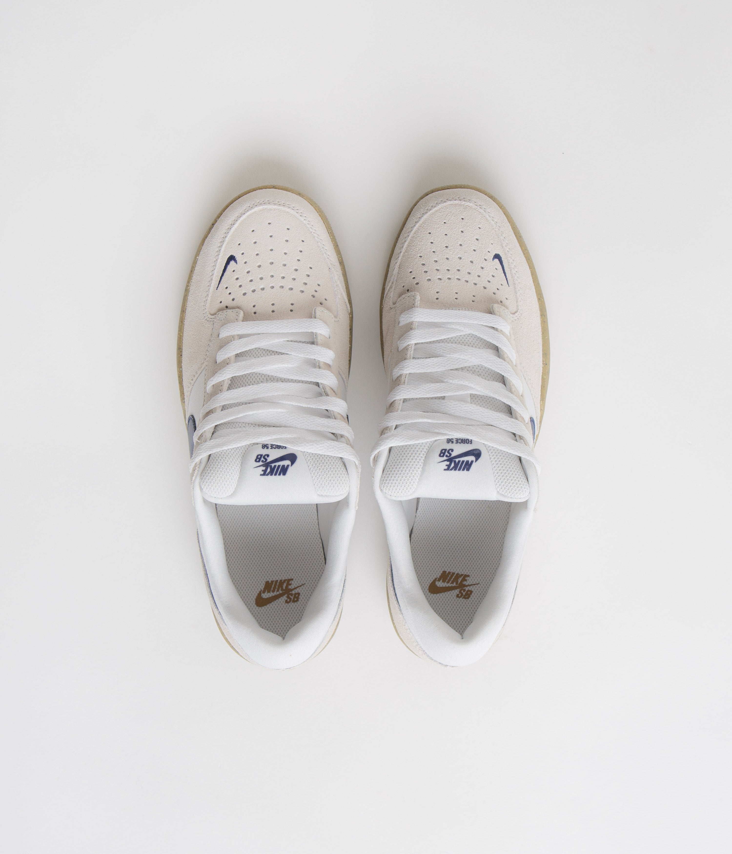 Nike SB Force 58 Shoes - White / Navy - White - Gum Light Brown | Flatspot