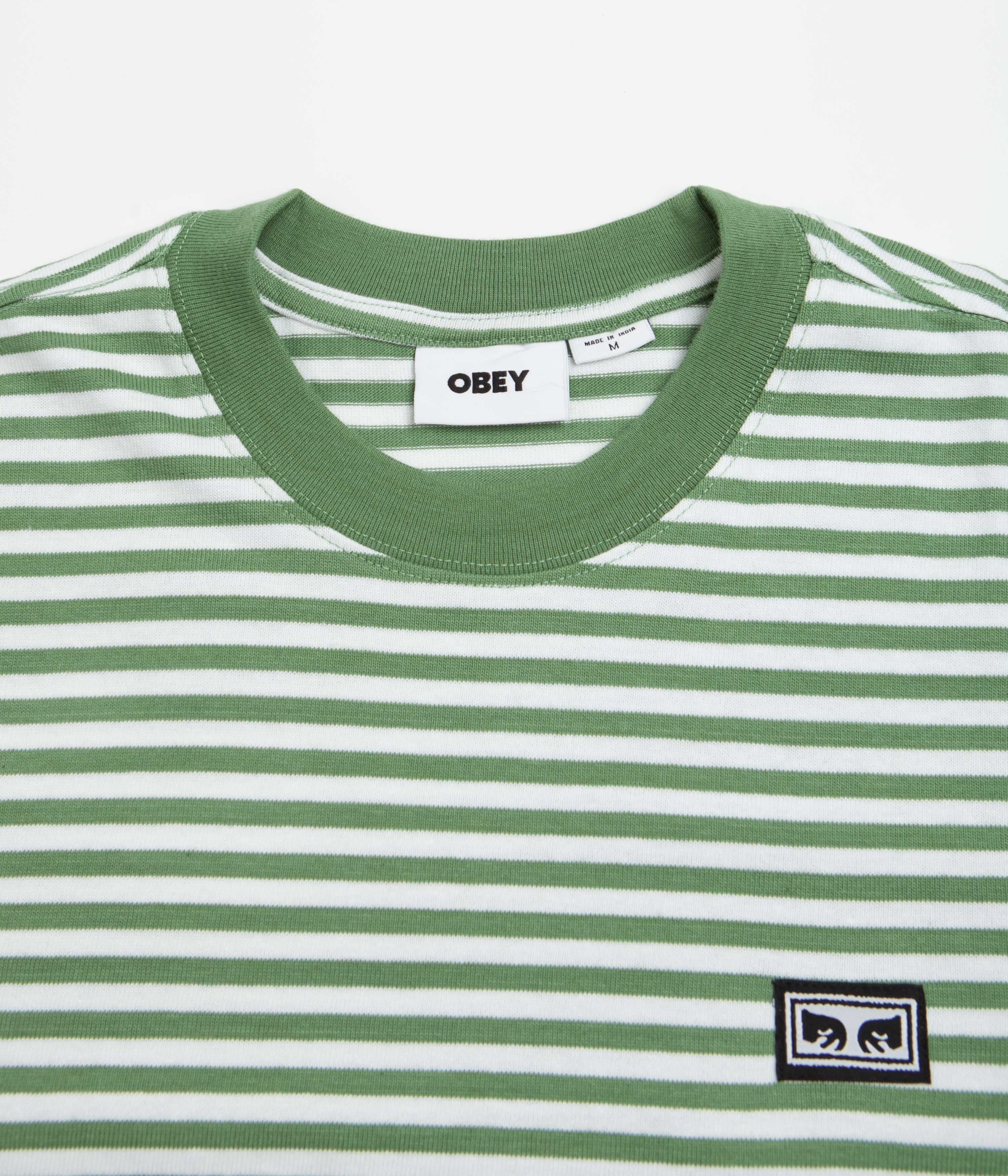 Obey Established Works Eyes Stripe T-Shirt - Jade | Flatspot