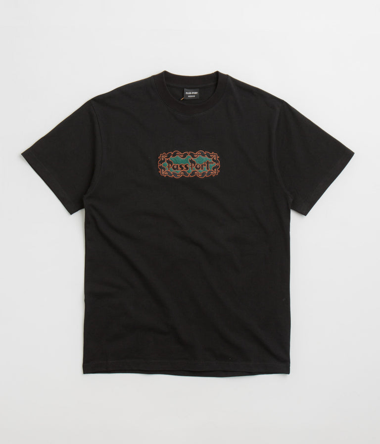 Pass Port Whip Embroidery T Shirt Black Flatspot