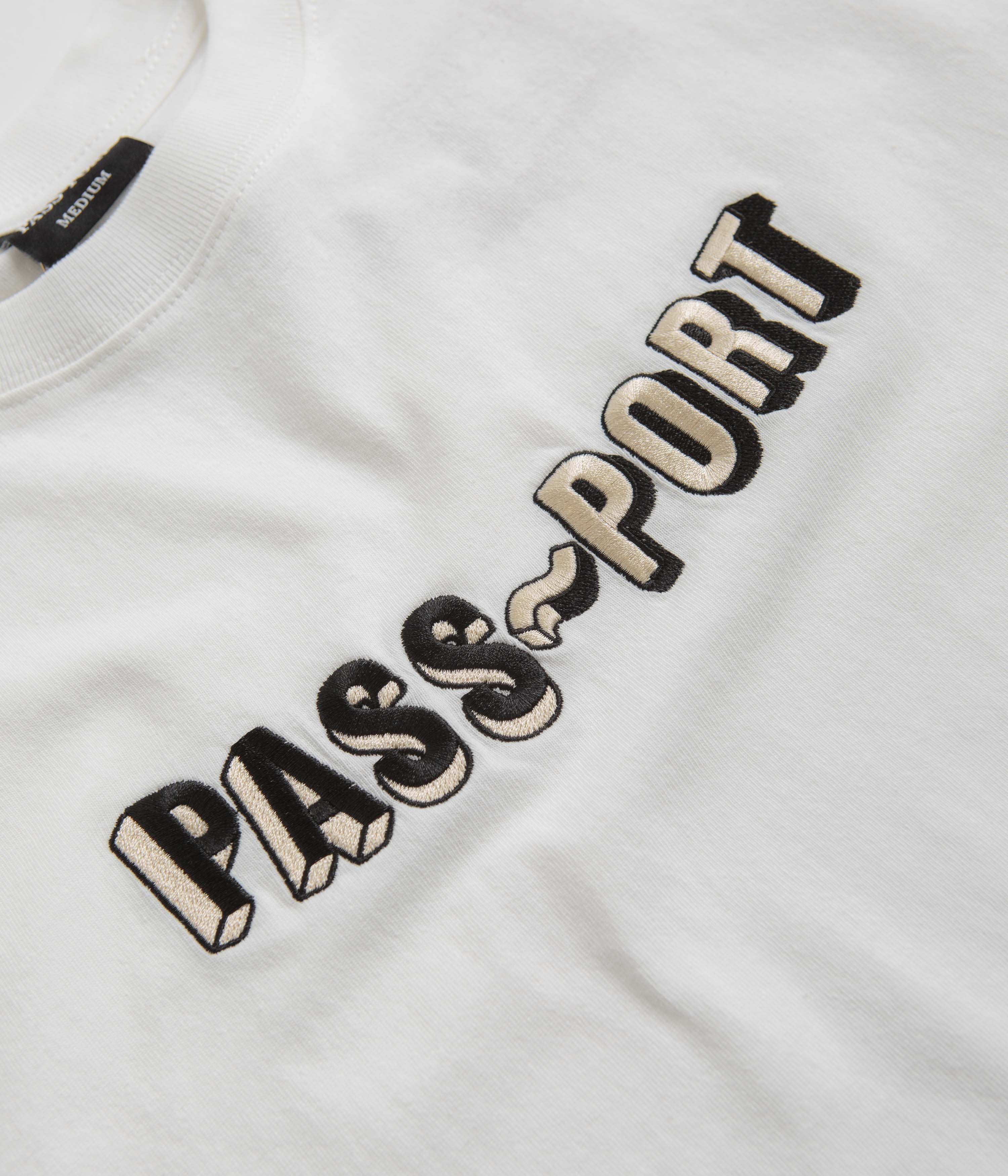 Pass Port Sunken Logo Embroidery T-Shirt - White | Flatspot