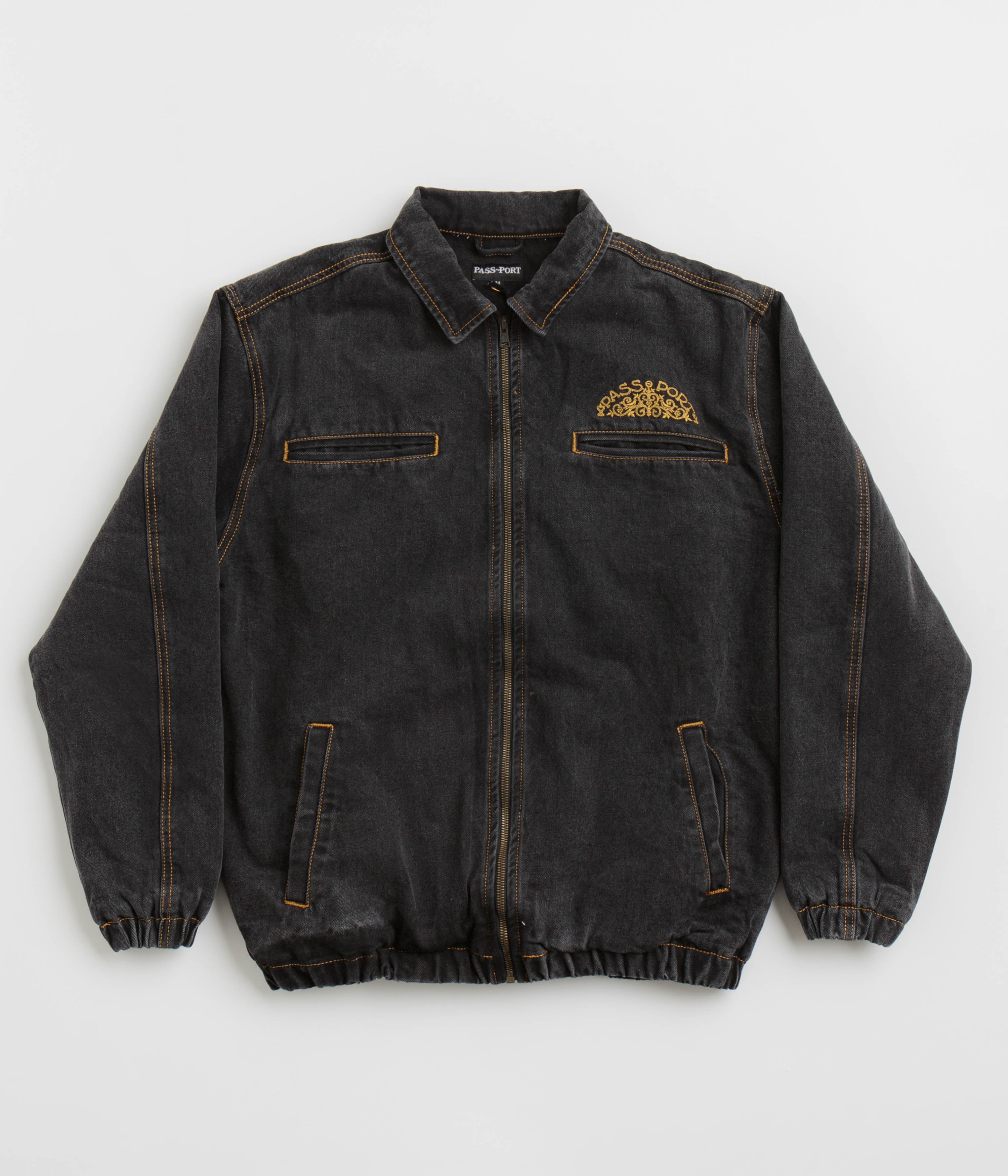 Pass Port Vineyard Birds Denim Delivery Jacket - Washed Black | Flatspot