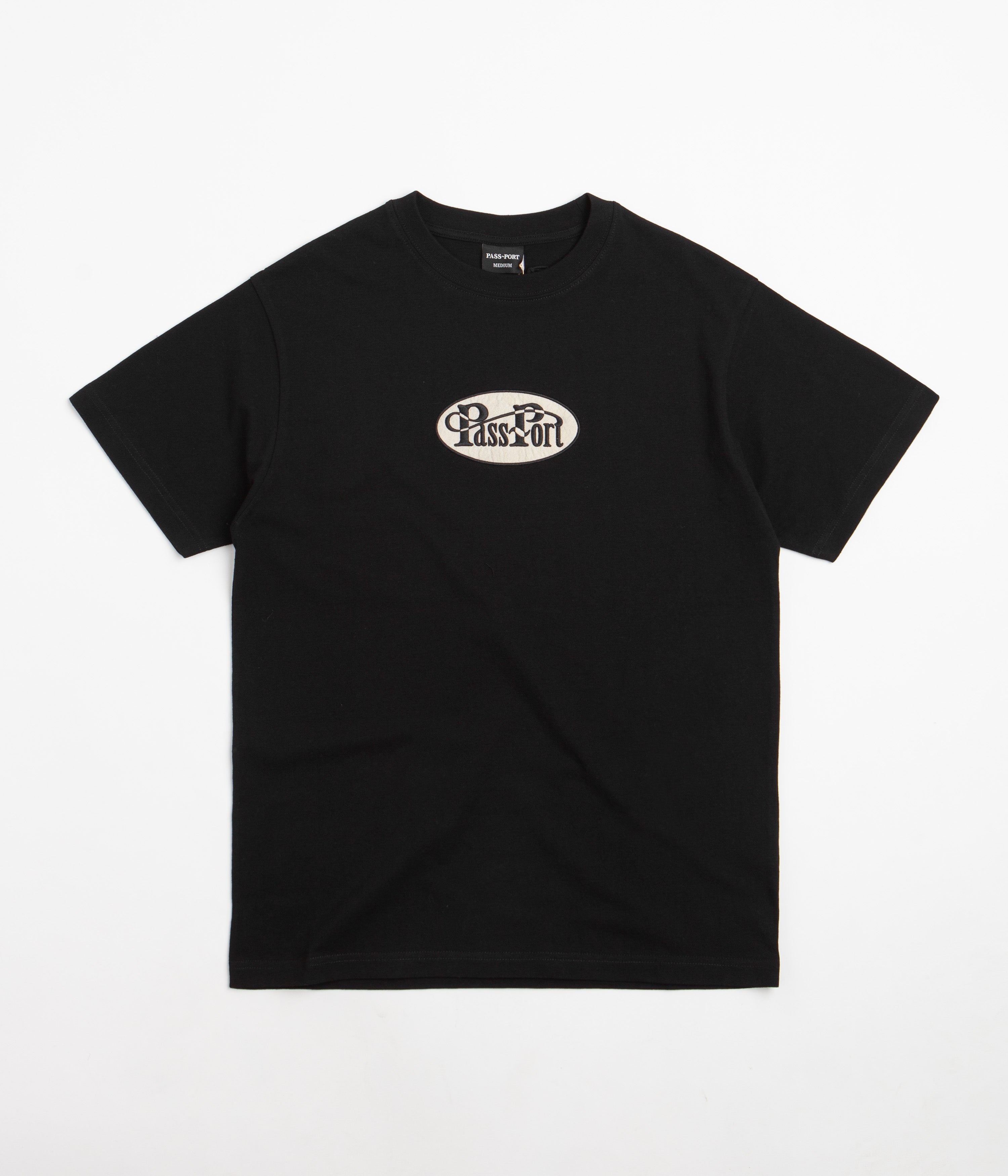 Pass Port Whip Embroidery T-Shirt - Black | flatspot