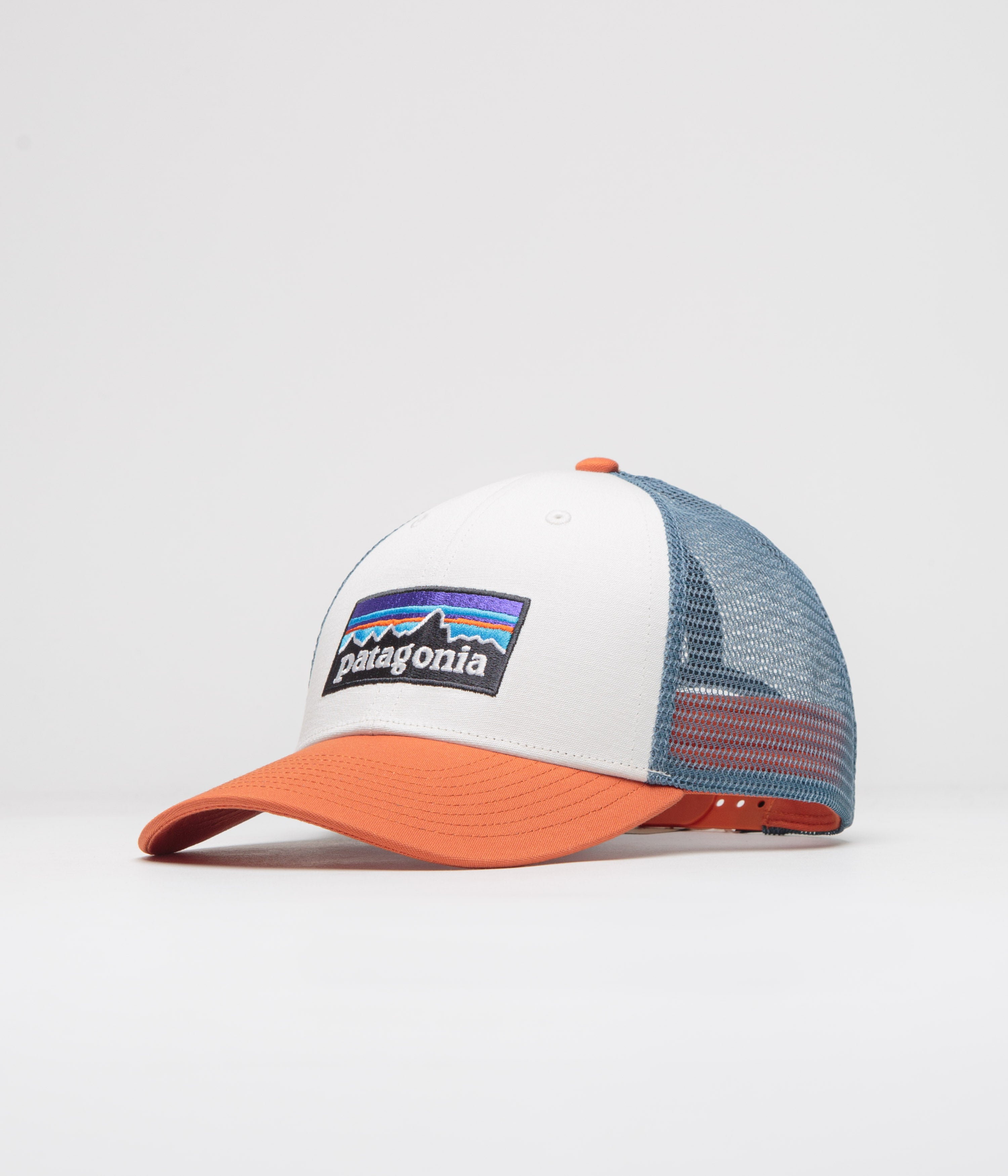 Patagonia P-6 Logo LoPro Trucker Cap - White / Redtail Rust | Flatspot