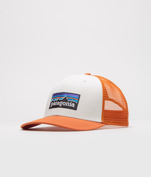 Patagonia P-6 Logo Trucker Cap - White / Redtail Rust | Flatspot