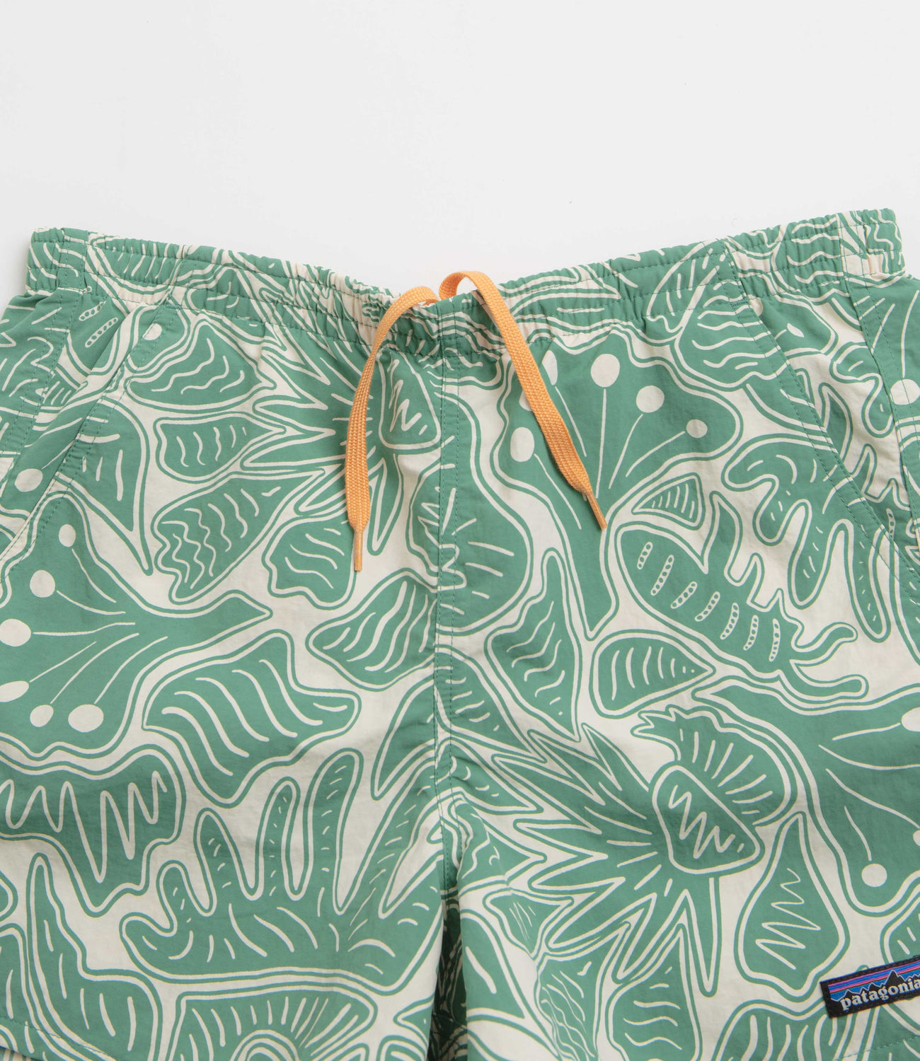 Patagonia Womens Baggies 5" Shorts - Bees and Flowers: Heartleaf Green ...