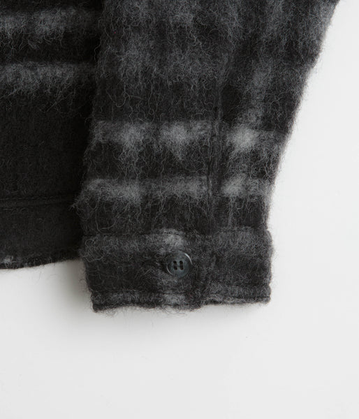 Pop Trading Company Checked Wool Shirt Jacket - Black / Charcoal | flatspot