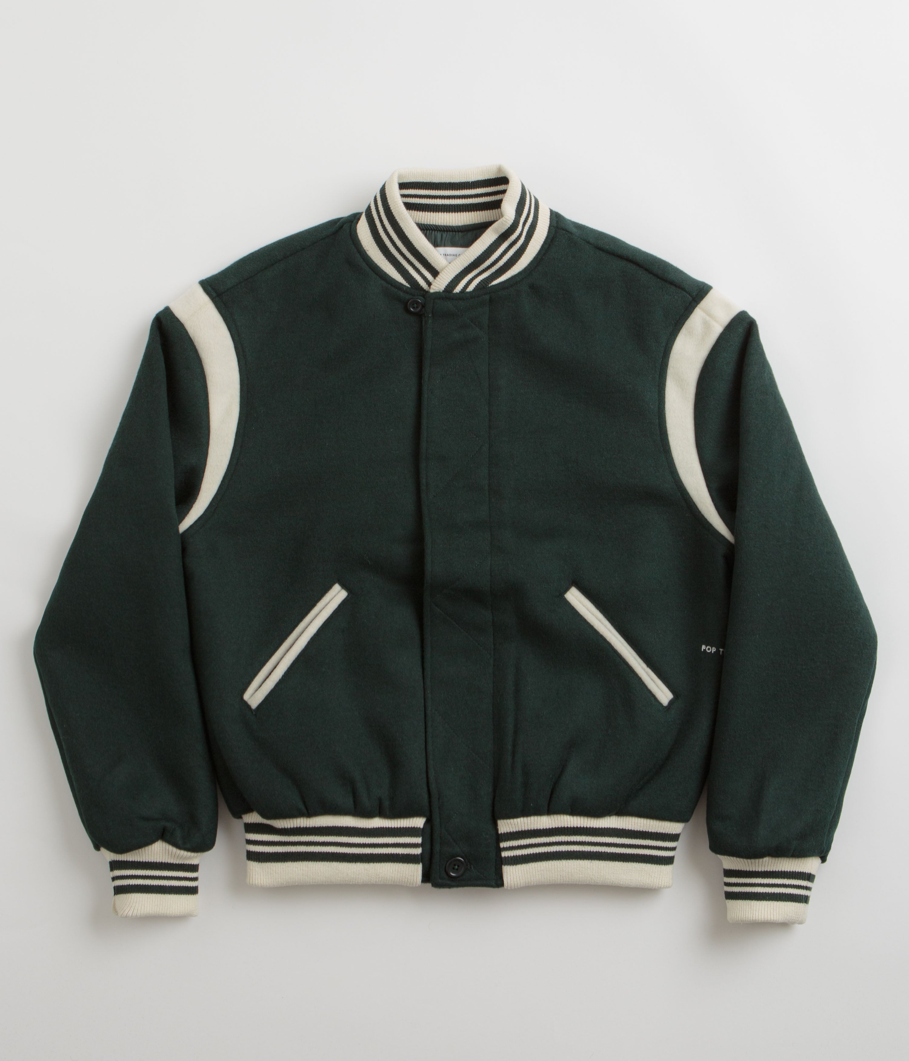 Pop Trading Company x Parra Varsity Jacket - Pine Green | Flatspot