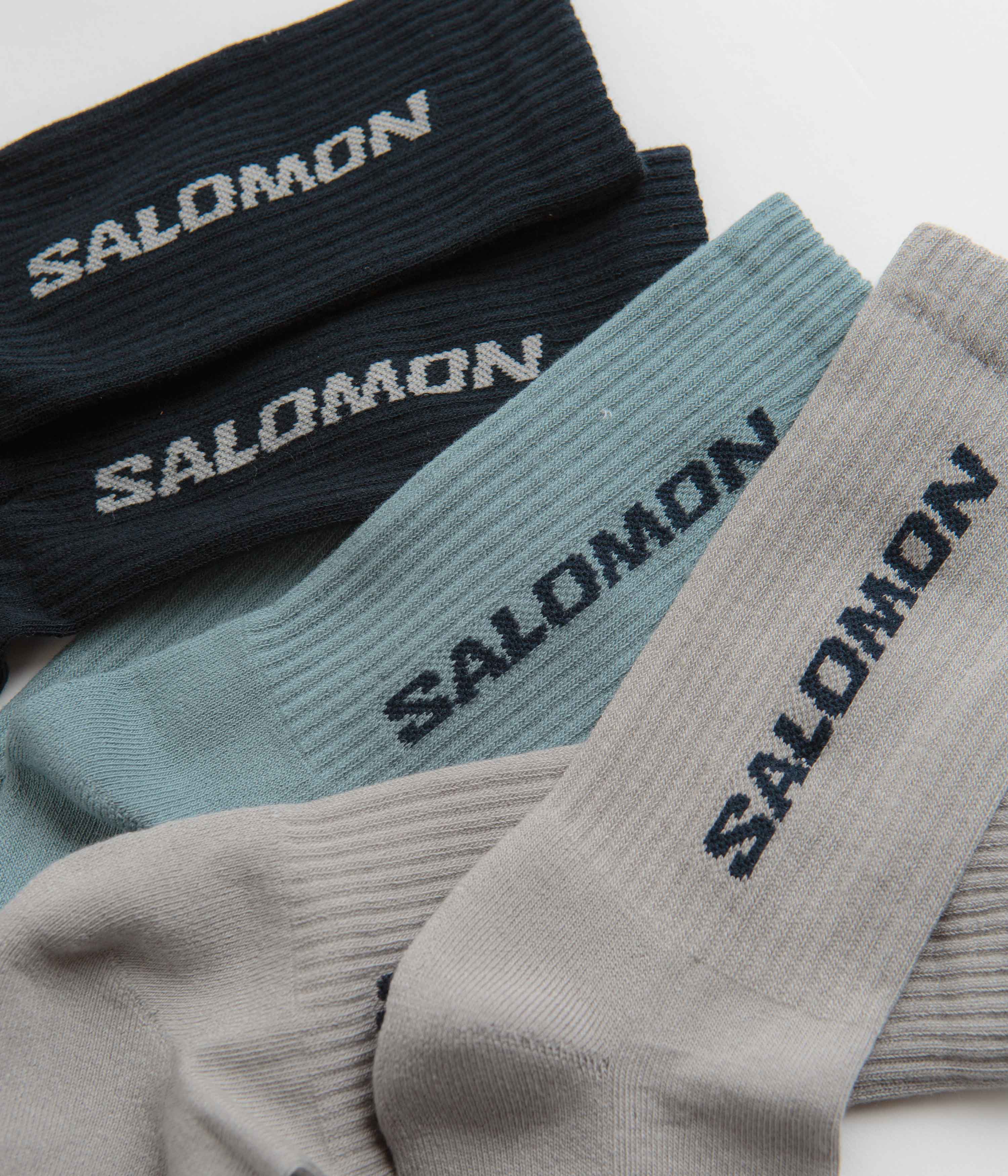 Salomon Everyday Crew Socks (3 Pack) - Carbon / Ghost Grey / Arona ...