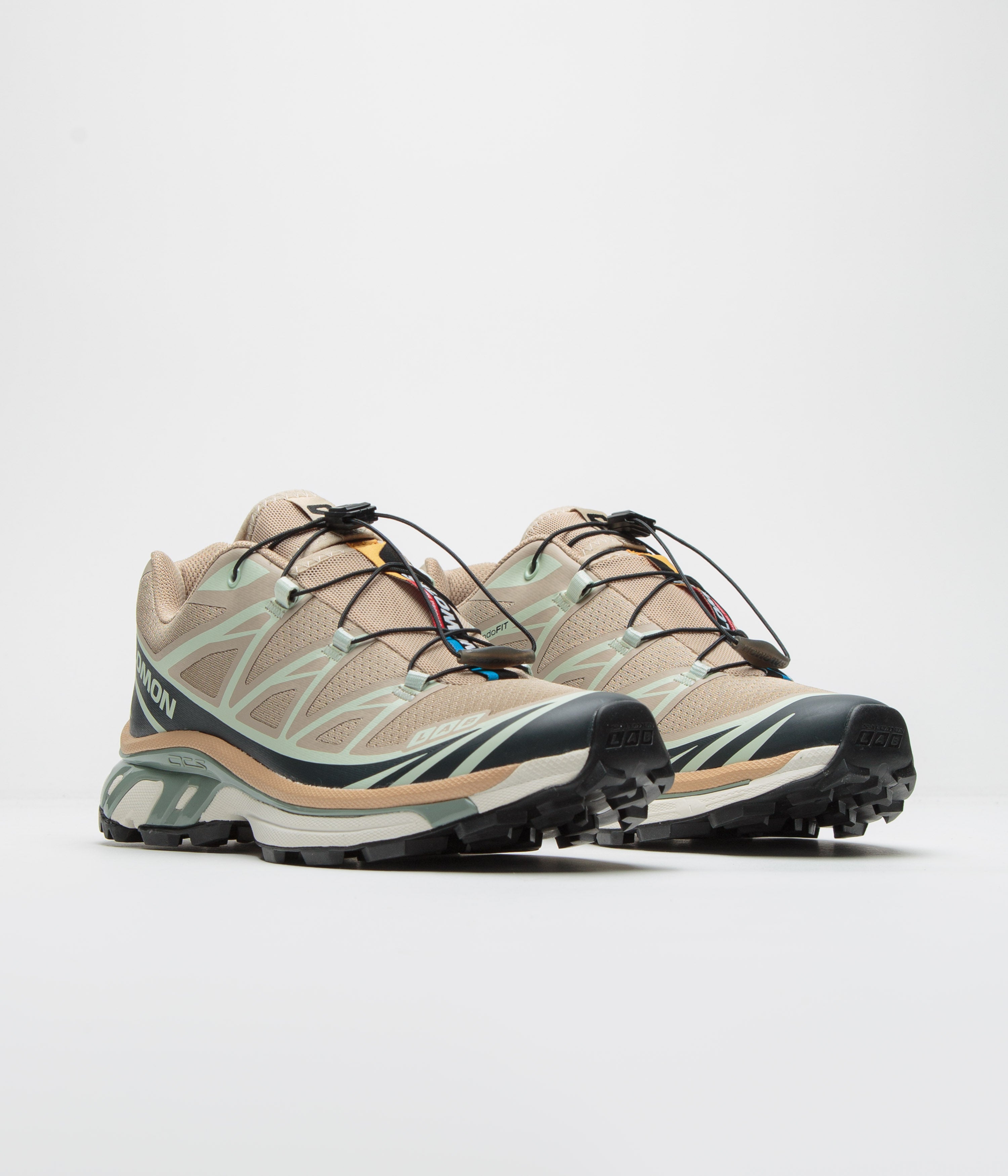 Salomon XT-6 Shoes - Oxford Tan / Carbon / Clearly Aqua | flatspot