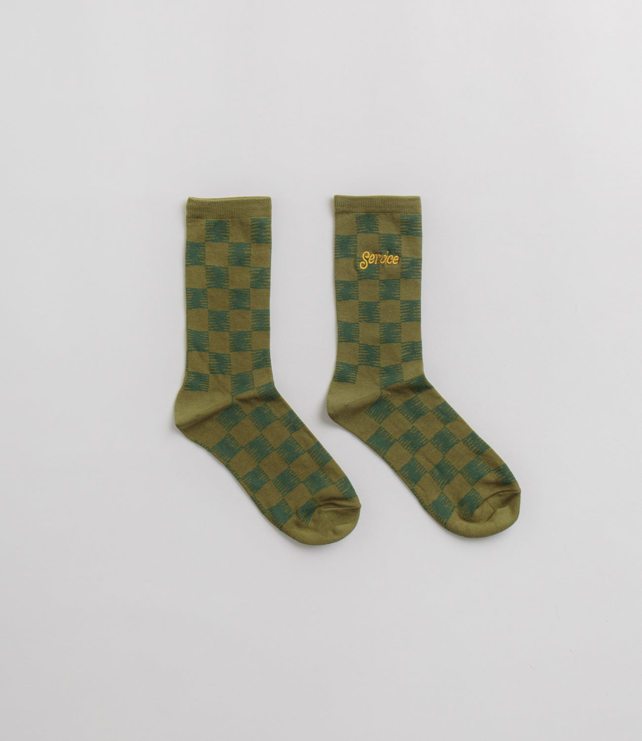Service Works Checker Socks - Green Checker | Flatspot