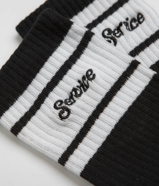 Service Works Logo Ringer Socks - Black | Flatspot