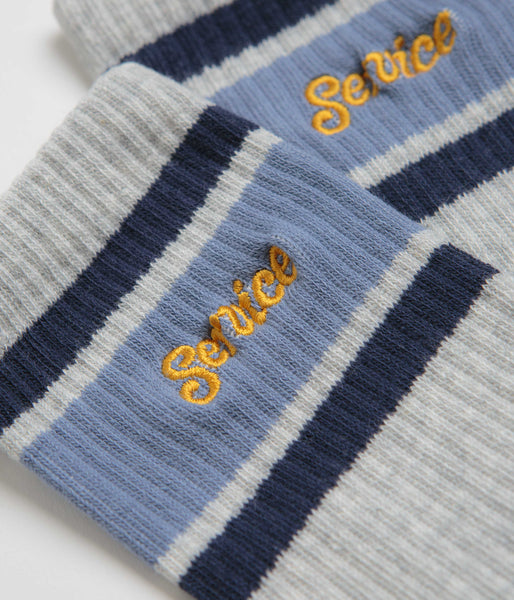 Service Works Logo Ringer Socks - Grey | Flatspot