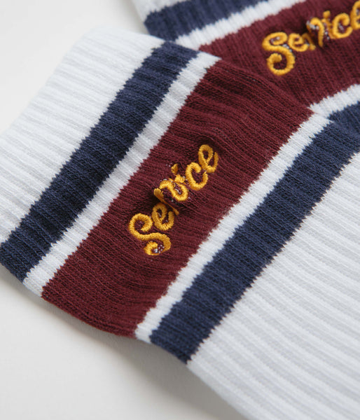 Service Works Logo Ringer Socks - White | Flatspot