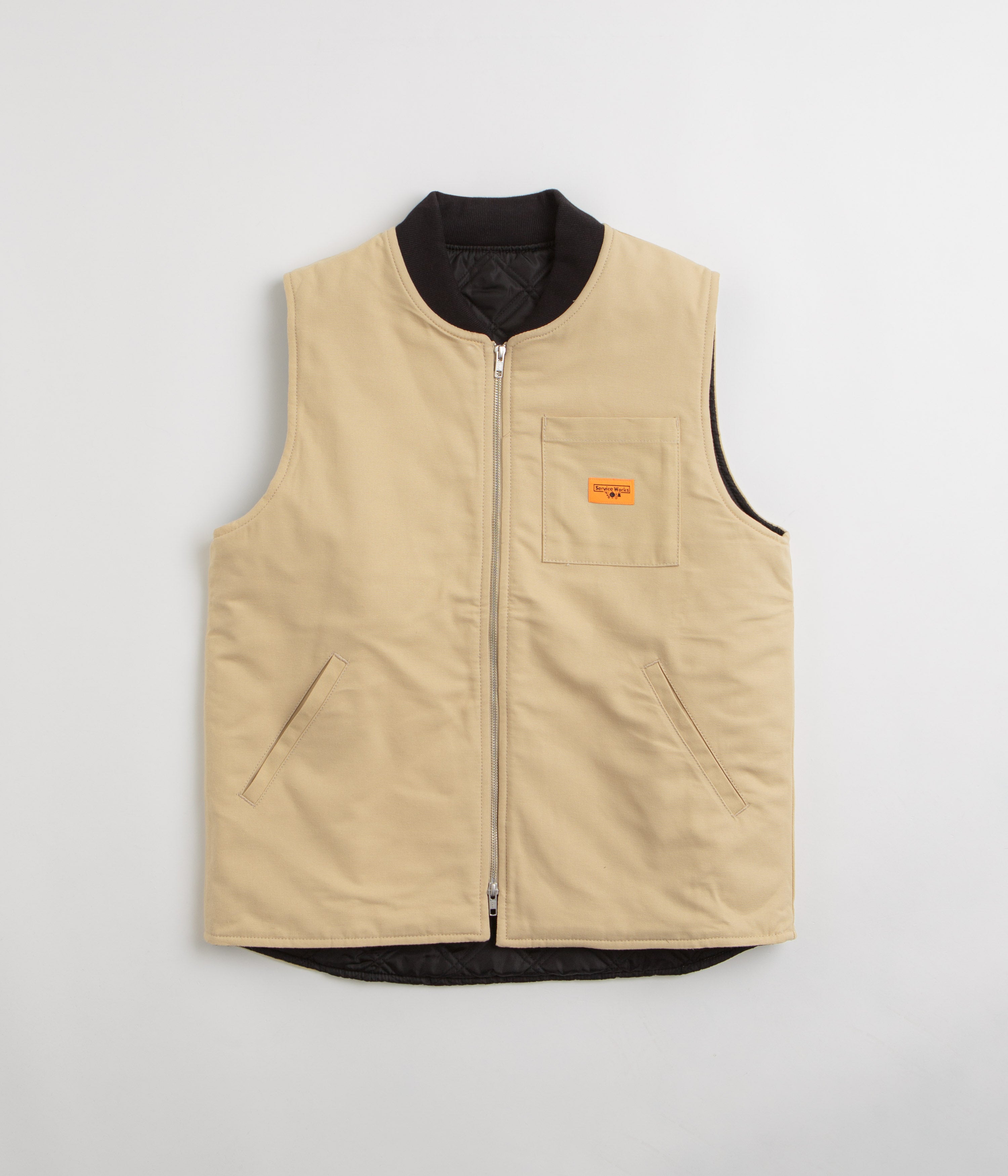 Service Works Padded Work Vest Jacket - Pale Khaki | Flatspot