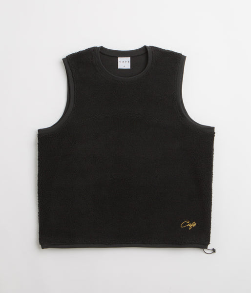 Skateboard Cafe Sherpa Fleece Vest - Black | flatspot