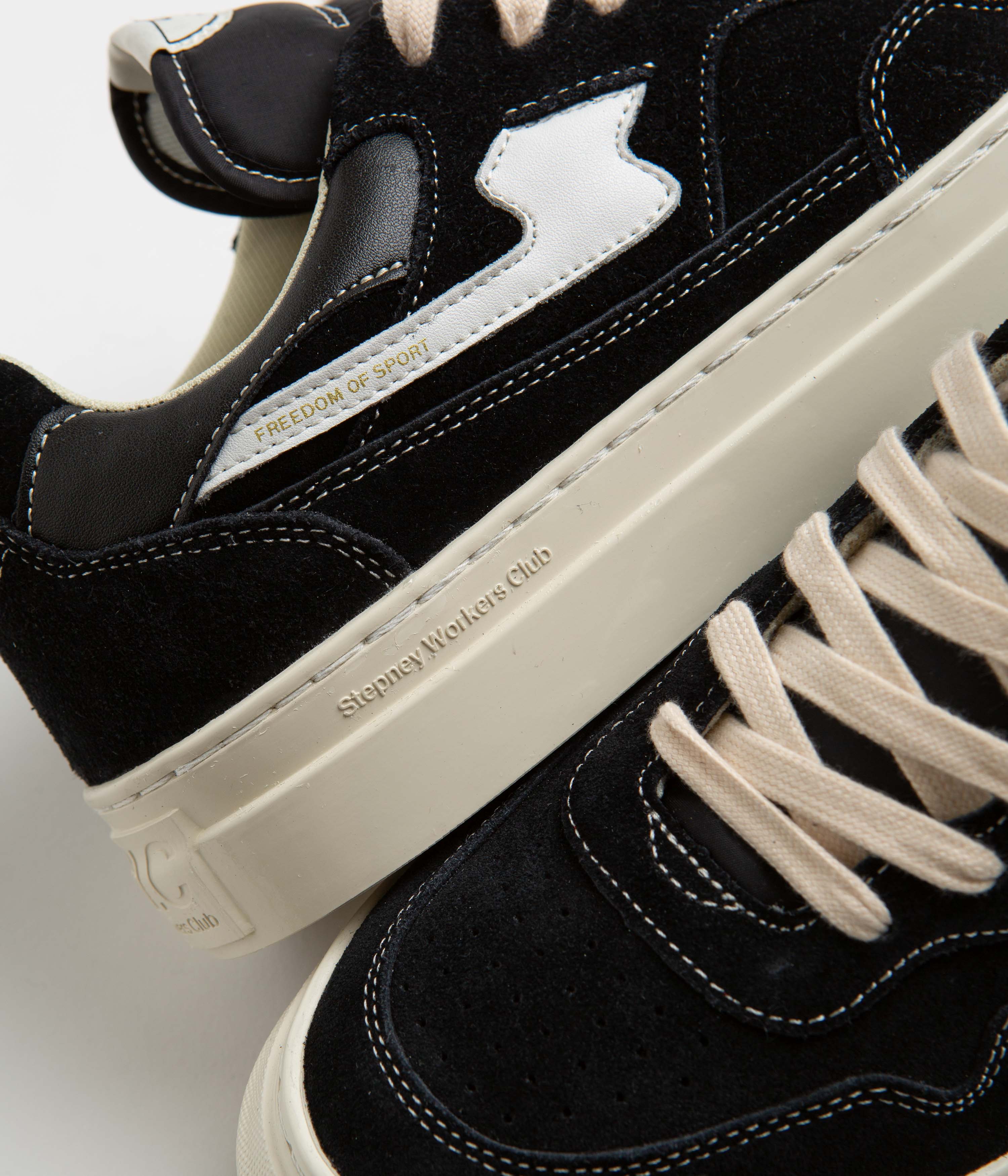 Stepney Workers Club Pearl S-Strike Suede Shoes - Black / White | Flatspot