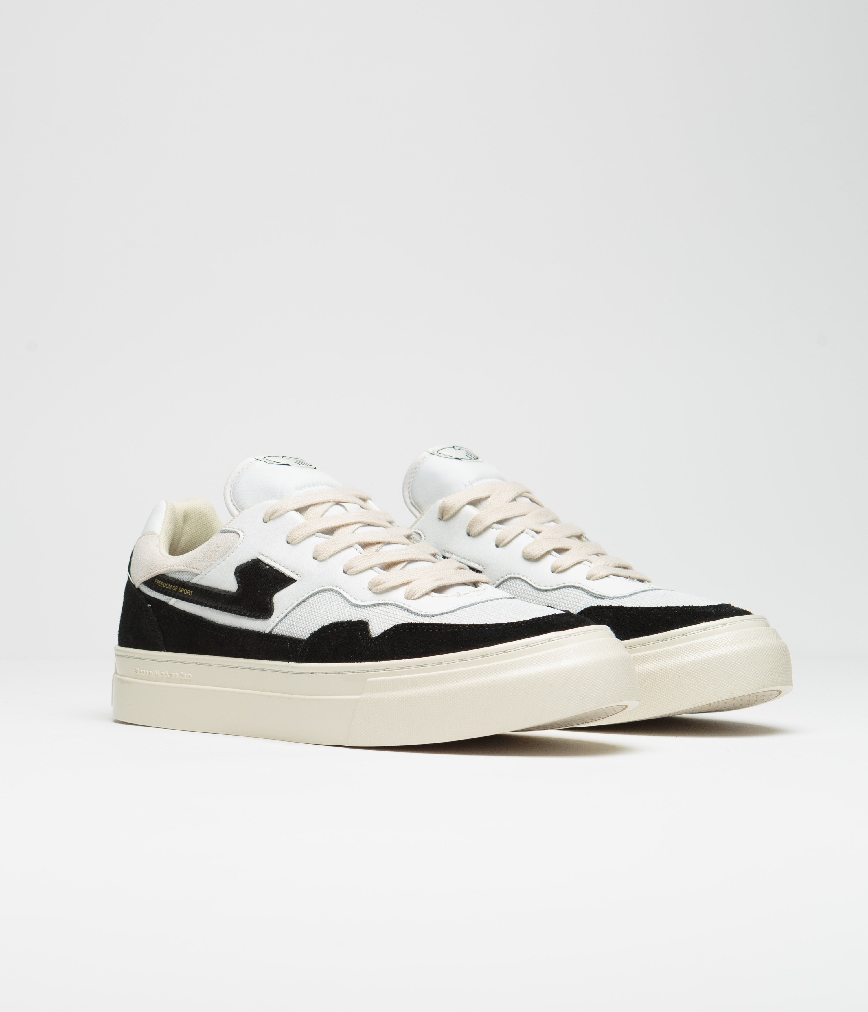 Stepney Workers Club Pearl S-Strike Suede Shoes - White / Black | Flatspot