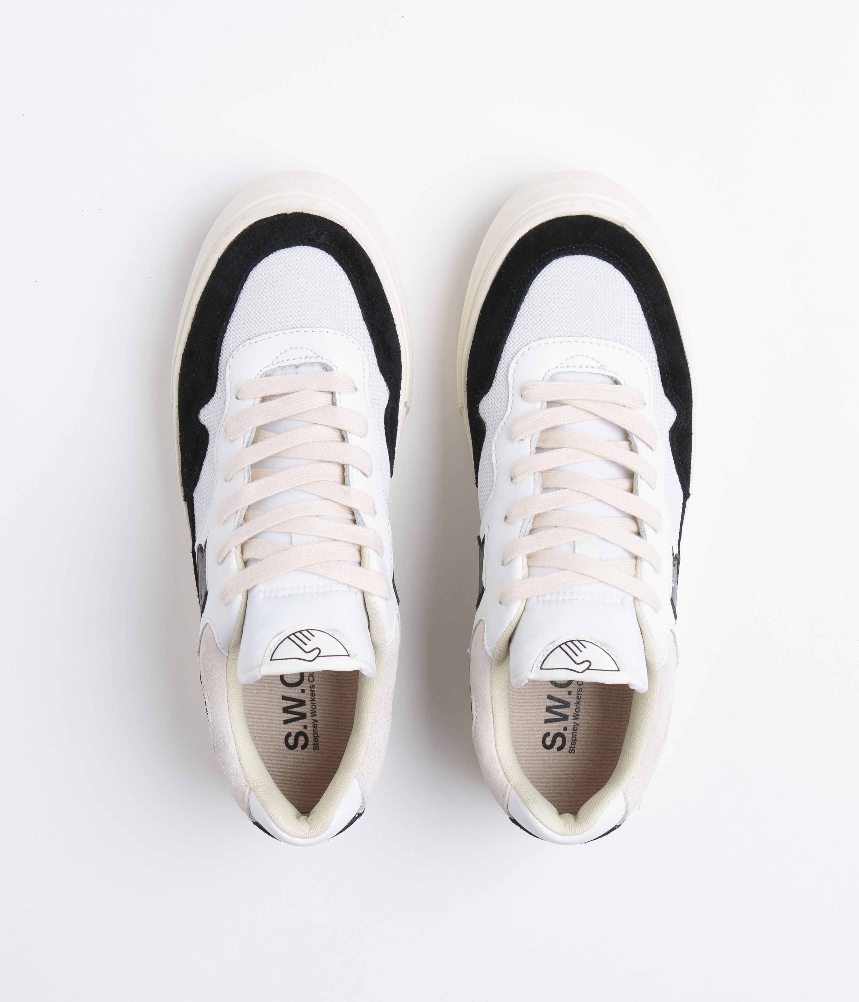 Stepney Workers Club Pearl S-Strike Suede Shoes - White / Black | Flatspot