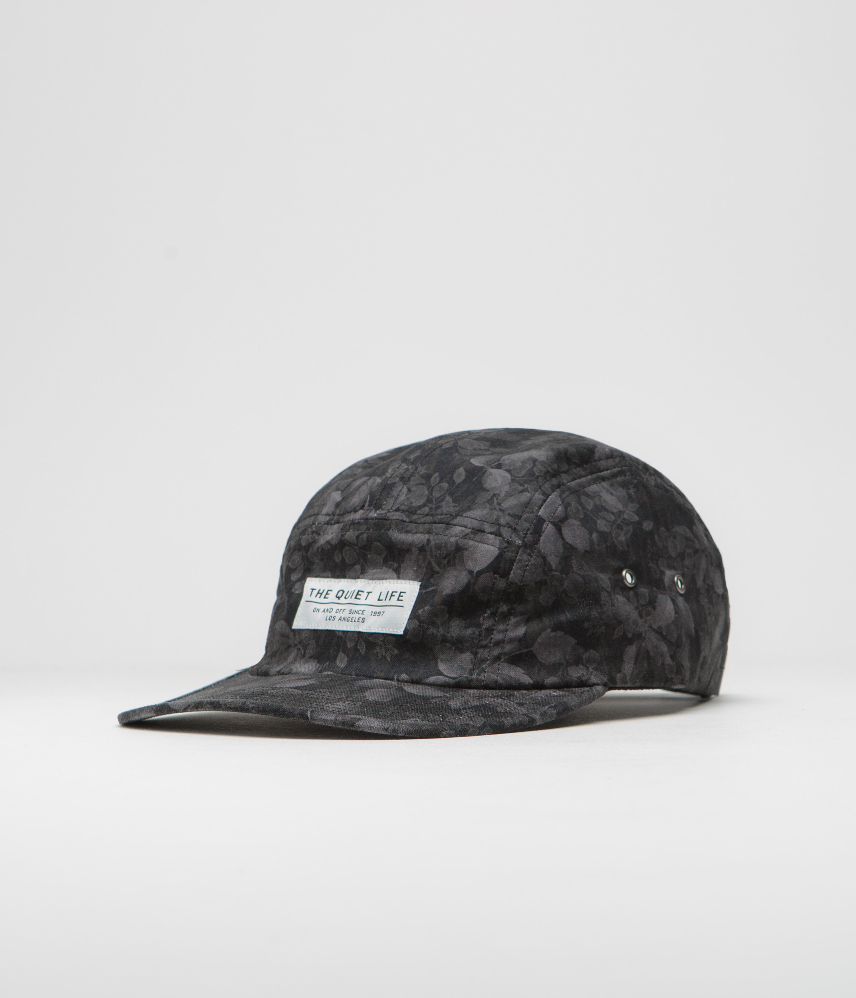 The Quiet Life Watercolor Floral 5 Panel Camper Cap - Black | Flatspot